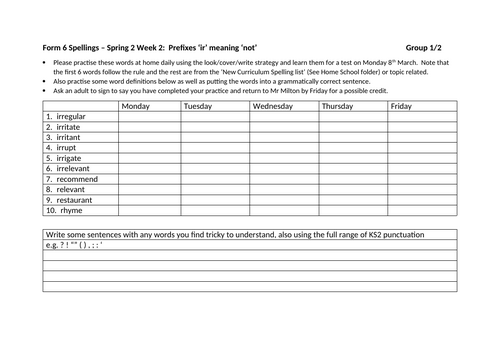 Year 6 Weekly Spelling Lists: Fully Differentiated, Ready-to-Use for ...