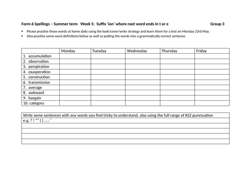 Year 6 Weekly Spelling Lists: Fully Differentiated, Ready-to-Use for ...