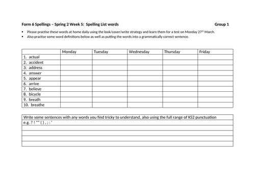 Year 6 Weekly Spelling Lists: Fully Differentiated, Ready-to-Use for ...
