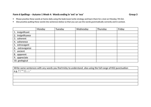 Year 6 Weekly Spelling Lists: Fully Differentiated, Ready-to-Use for ...