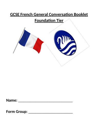 GCSE French 2024 Edexcel General Conversation Speaking Booklet ...