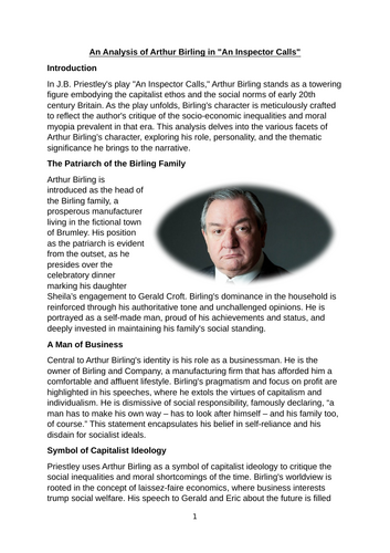 AQA English Literature GCSE - An Inspector Calls - An analysis of the ...