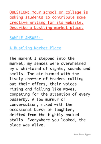 GCSE English Language: Describe a bustling market place. Creative ...