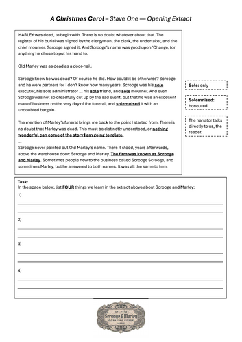 A Christmas Carol LA Booklet (Free pages) | Teaching Resources