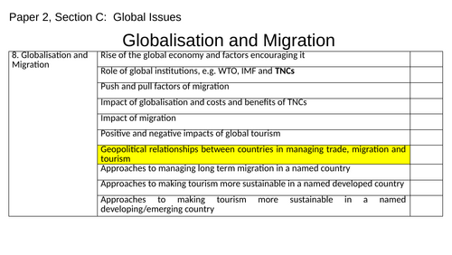 iGCSE Geography Edexcel - Globalisation and migration full unit ...
