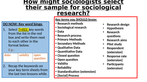 AQA GCSE Sociology - Research Methods: How might sociologist select ...