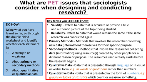 AQA GCSE Sociology - Research Methods: What PET issues might ...