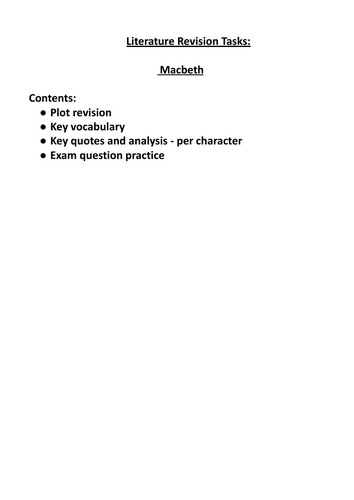 Low Ability - 'Macbeth' revision booklet | Teaching Resources