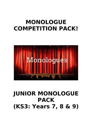 KS3 Drama Monologue Pack | Teaching Resources