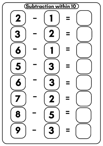 KS1 subtraction worksheets - 10 sheets | Teaching Resources