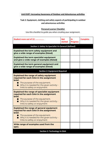Sports Studies - Unit R187 - Increasing awareness in OAA - Student ...