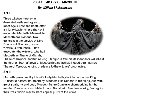 AQA GCSE English Literature - Macbeth - Basic plot summary of the play ...