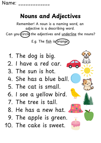 ENGLISH LANGUAGE ARTS | Nouns and adjectives | Teaching Resources