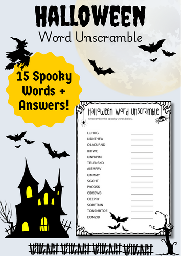 Halloween Spooky Word Unscramble English Activity | Teaching Resources