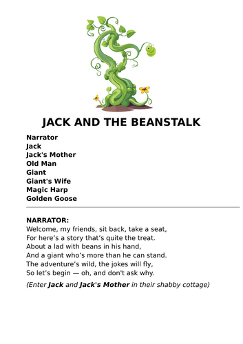 Jack and the Beanstalk: Short Pantomime script | Teaching Resources