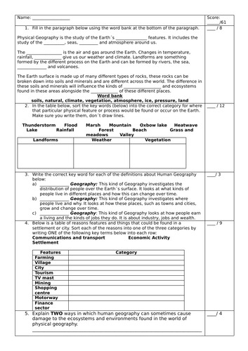 KS3/KS2 Geography assessment: Year 7 / Year 6. What is Geography ... KS3/KS2 Geography assessment: Year 7 / Year 6. What is Geography ...