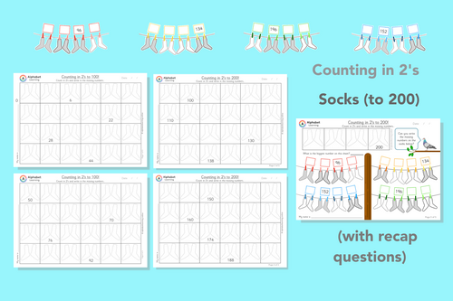 Counting in 2s to 100/200 Socks with Recap Questions | Teaching Resources