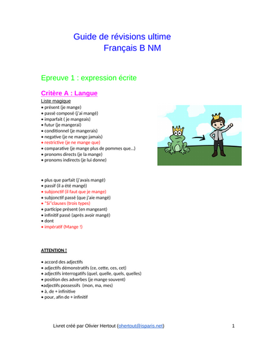 DP SL French revision guide | Teaching Resources