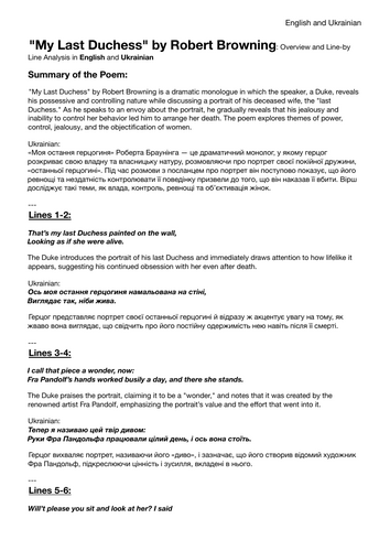 My Last Duchess GCSE Poetry EAL Bilingual Pack | Teaching Resources