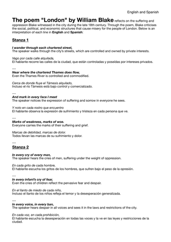 London GCSE Poetry EAL Pack | Teaching Resources