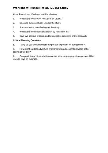 Russell et al. (2015) - Adaptation of an Adolescence Coping Assessment ...