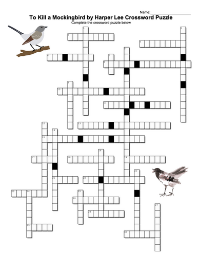 To Kill a Mockingbird by Harper Lee Crossword Puzzle Review | Teaching ...