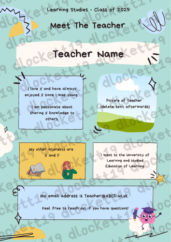 Meet The Teacher Poster Editable Worksheet Document | Teaching Resources