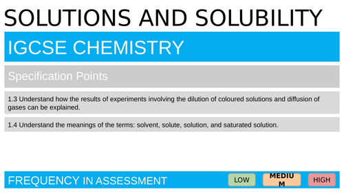 Solutions and Solubility - Lesson and Worksheet - Unit 1 - Edexcel ...