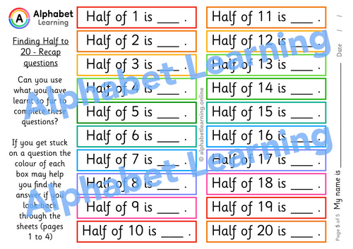 Investigating half (1-20) with recap questions | Teaching Resources