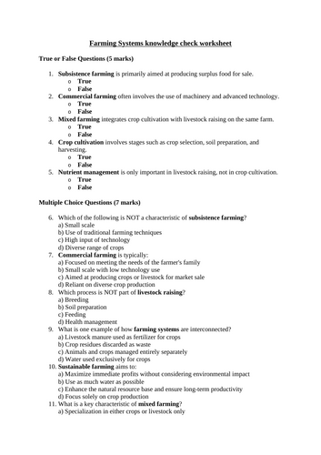 Farming systems | Teaching Resources
