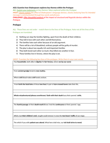 Romeo & Juliet 6-Week Unit (Y8) | Teaching Resources