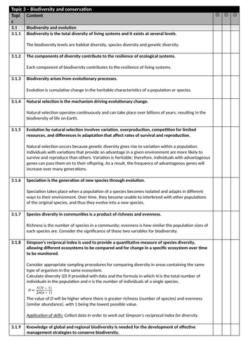 IB ESS Checklists - NEW SYLLABUS | Teaching Resources