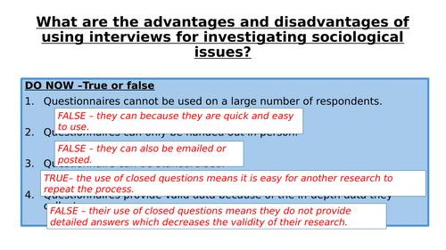 AQA GCSE Sociology - Research methods - Structured and Unstructured ...
