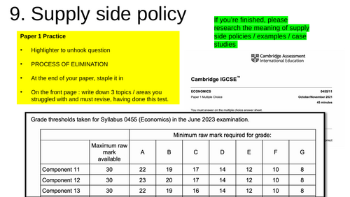 CIE 455 Economics - Supply Side Policies | Teaching Resources