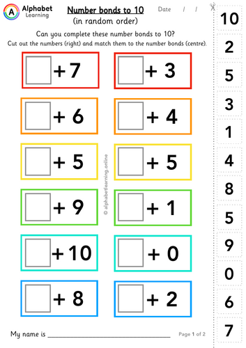 Number bonds to 10 in order/random order | Teaching Resources