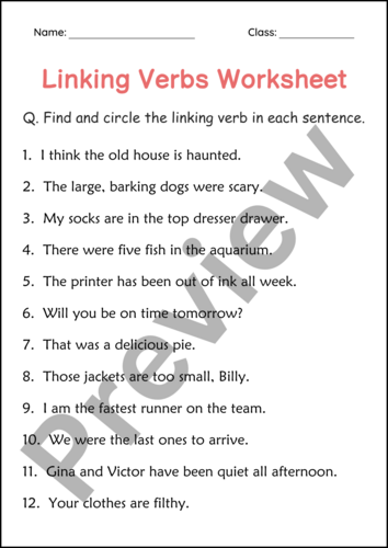 3rd Grade Linking Verb Grammar Worksheets - Linking Verb Activities ...