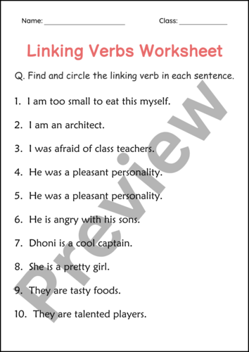 3rd Grade Linking Verb Grammar Worksheets - Linking Verb Activities ...
