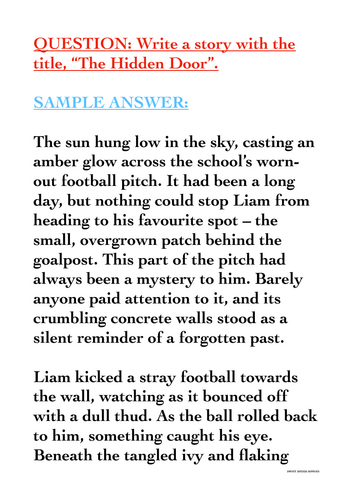 GCSE English Language: Write a story with the title, “The Hidden Door ...