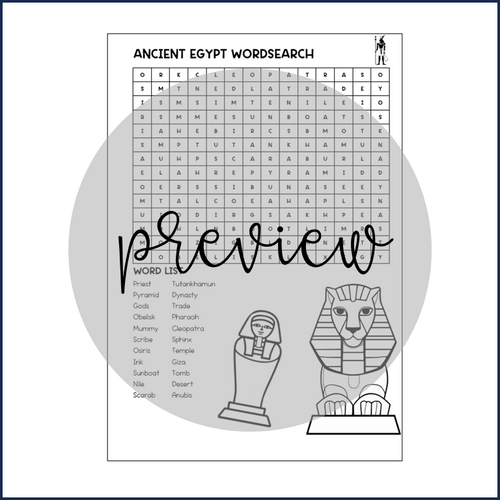 Ancient Egypt Wordsearch with Colourable Images – Fun Educational ...