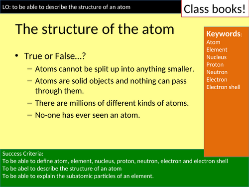 Atomic structure unit | Teaching Resources