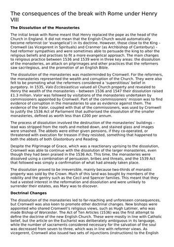 The Consequences of the Break with Rome | Teaching Resources