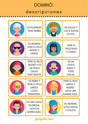 Domino Physical Descriptions Spanish | Teaching Resources