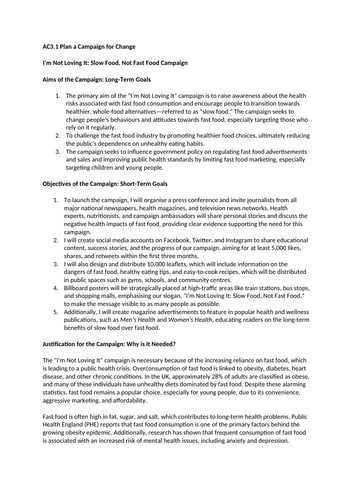 Criminology Unit 1 - Model Answers - AC3 (Health campaign so can be ... Criminology Unit 1 - Model Answers - AC3 (Health campaign so can be ...