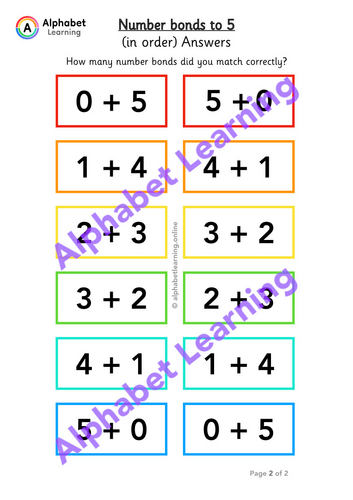 Number bonds to 5/10/20 In order/random order | Teaching Resources