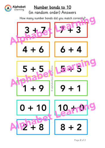 Number bonds to 5/10/20 In order/random order | Teaching Resources