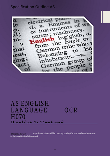 OCR A Level English Language Year 1: Course Booklet 1 - Text and ...