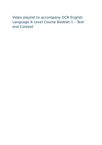 OCR A Level English Language Year 1: Course Booklet 1 - Text and ...