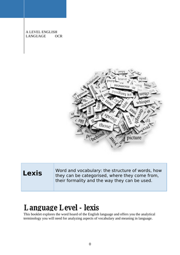OCR A Level English Language Year 1: Course Booklet 2 - Lexis ...
