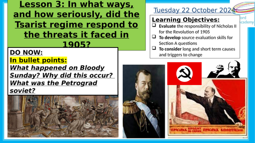 Russia in revolution 1894-1924 Unit 1 (Edexcel KS5) | Teaching Resources