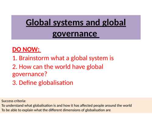 AQA A Level Geography – Global Systems and Global Governance – L1 ...